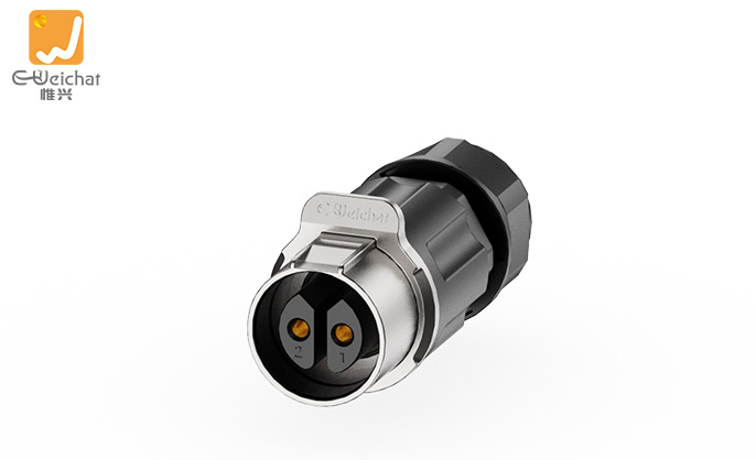 LP24电源连接器厂家-防水航空插头-2芯螺丝锁线款-惟兴科技E-WEICHAT